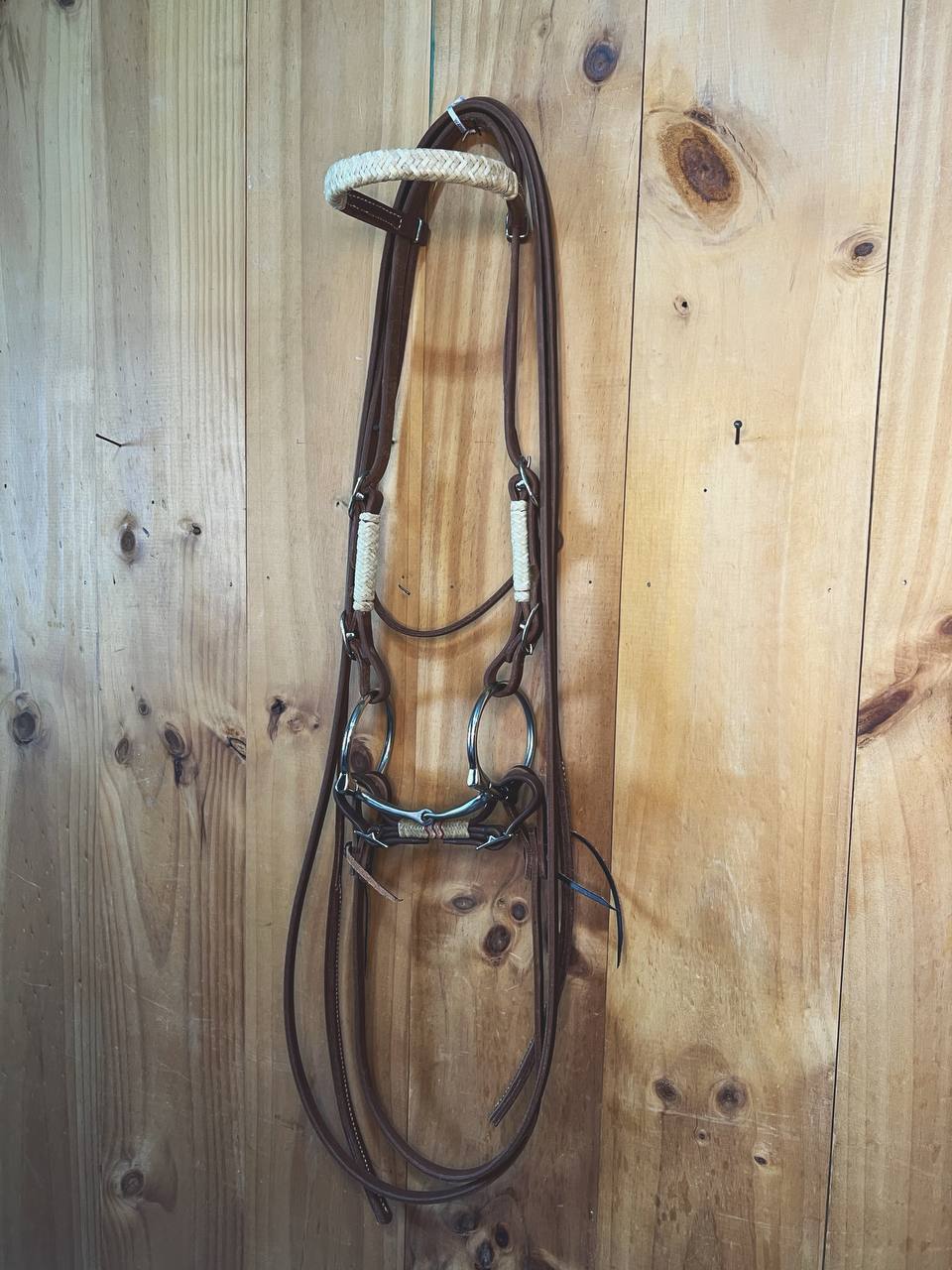 Snaffle bit rawhide headstall – Burro Tack